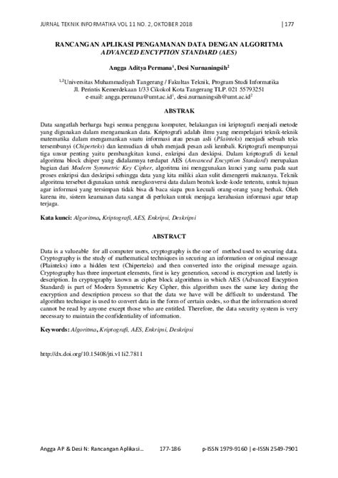 Pdf Rancangan Aplikasi Pengamanan Data Dengan Algoritma Advanced Encyption Standard Aes