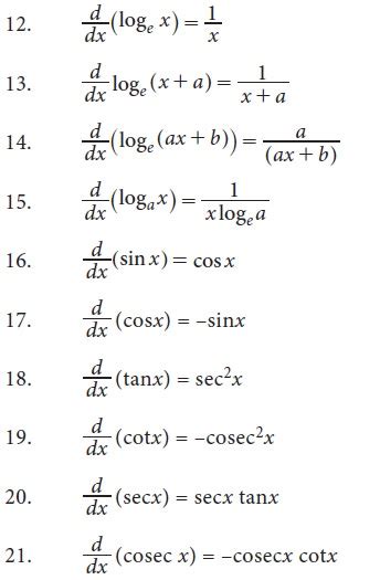 Differential Formulas List
