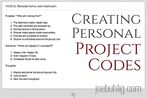 Creating Personal Project Codes