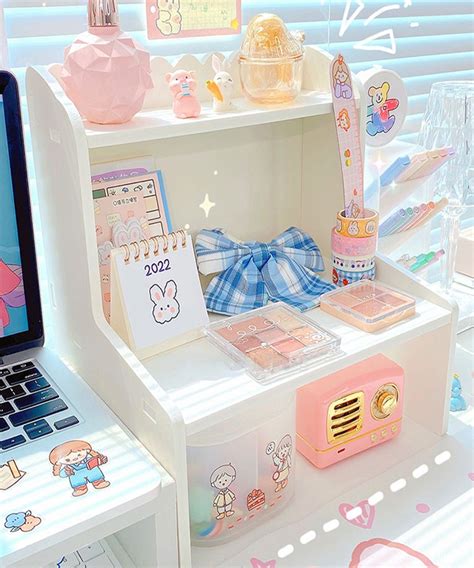 책상 화장대 정리 선반 물결 모양 수납 문구 정리함 덕질존 장식장 화이트 인테리어 홈 카페 데코