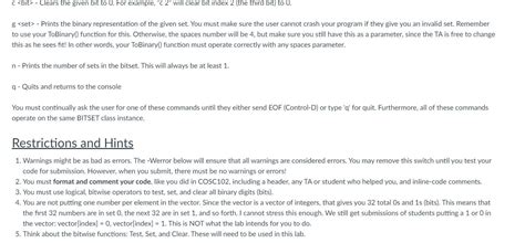 Solved Overview You Will Be Designing A Bitset Class This