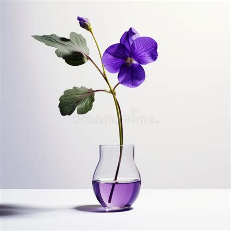 Photorealistic Hd Image Of A Floating Violet Stem With Cinematic Shadow Stock Illustration