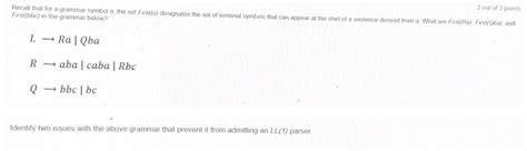 Solved Recall That For A Grammar Symbol Alpha ﻿the Set