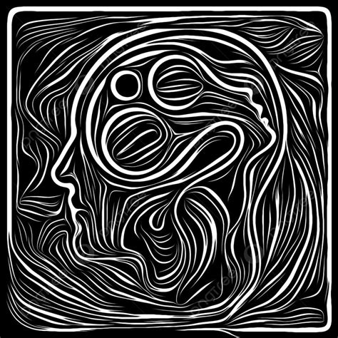 Inner Woodcut Life Lines Series Background Design Of Human Profile And