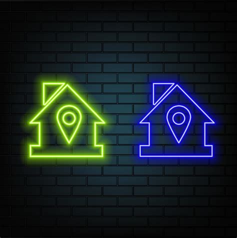 Outline Neon Flag Icon Glowing Neon Checkbox Sign Flag Pictogram In