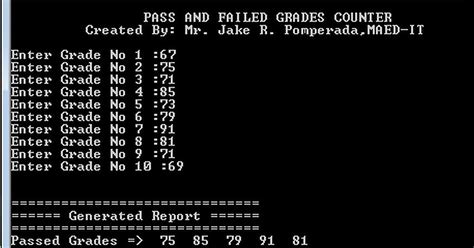 Free Programming Source Codes And Computer Programming Tutorials Passed And Failed Grades