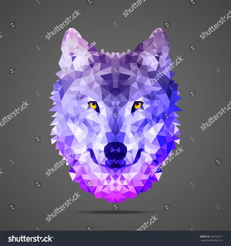 Wolf Low Poly Portrait Gradient Purple 스톡 벡터 로열티 프리 396165511