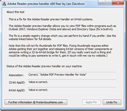 ADOBE PDF PREVIEW HANDLER BIT FIX Bruceb Consulting