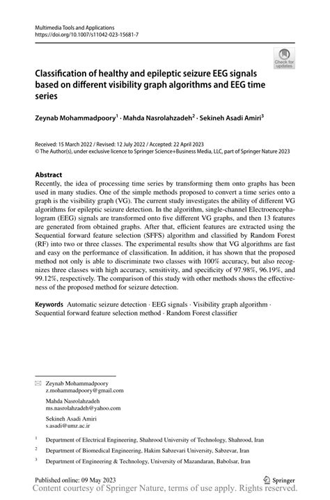 Classification Of Healthy And Epileptic Seizure EEG Signals Based On