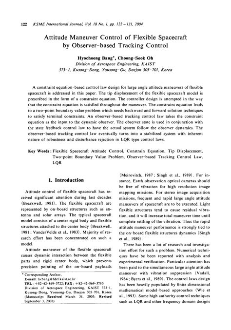 Pdf Attitude Maneuver Control Of Flexible Spacecraft By Observer Based Tracking Control