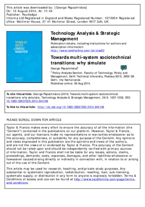 Pdf Towards Multi System Sociotechnical Transitions Why Simulate