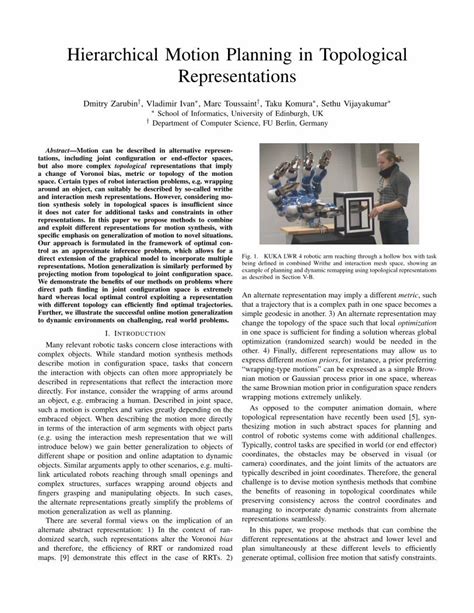 Pdf Hierarchical Motion Planning In Topological Representations