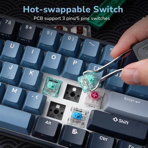 RK61 Plus Mechanical Keyboard 60 Wireless Gaming With USB Hub Bluetooth And RGB Lighting In