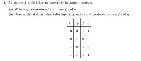 Solved 4 Use The Truth Table Below To Answer The Following