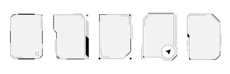Hud 디지털 미래 지향적 인 사용자 인터페이스 사각형 수직 프레임 세트 공상 과학 하이테크 화면 사이버 모니터링 대시 보드 패널을 터치하는 게임 메뉴 헤드 업 디스플레이