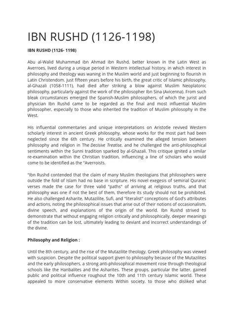 Ibn Rushd Pdf Religious Belief And Doctrine Theology