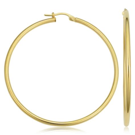Kooljewelry 10k Yellow Gold Polished Hoop Earrings Classic Style 2x20