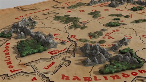 Map Of Middle Earth 3d Model By Buncic