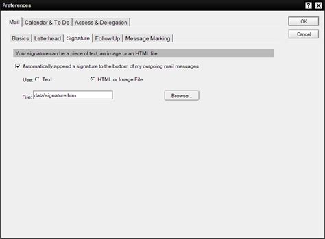 Lotus Notes Signature On Different Folders