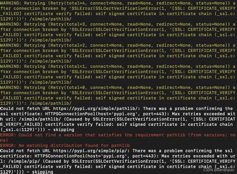 Pip安装时报错 Could Not Fetch Url Simplepathlib 不能访问 Csdn博客