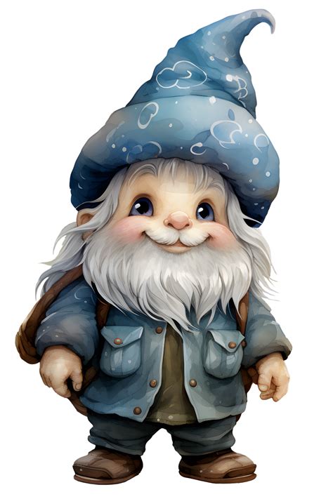 Ai Generated Watercolor Of Chubby Cute Elderly Gnome Older Man On