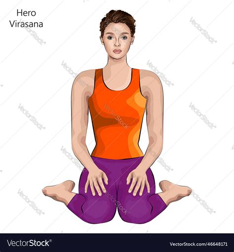 Hero Pose Virasana Royalty Free Vector Image Vectorstock