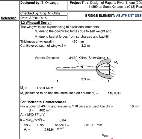 Figure 28 Reinforced Concrete Bridge Design Calculations