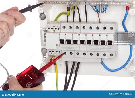 Electrician Is Testing The Voltage Stock Photo Image Of Inspector Analyzing