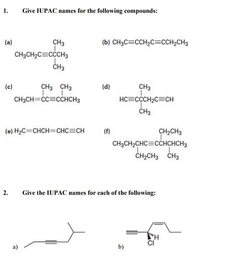 Solved 1 Give Iupac Names For The Following Compounds Ch3