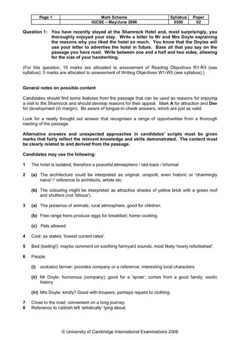 Question 2 Cambridge English Language Igcse Paper 2 0