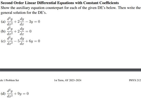 Solved Show Me The Steps To Solve Second Order Linear