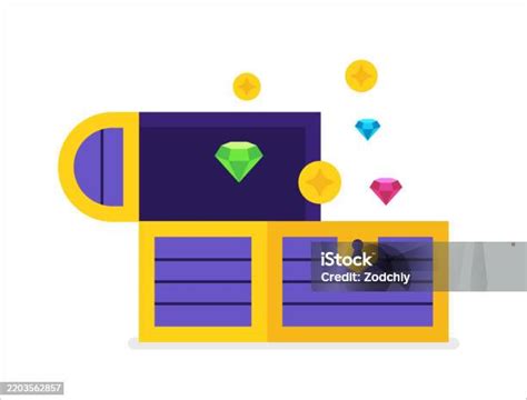 화려한 보석과 금화로 가득 찬 열린 보물 상자의 벡터 그림 부 부 성공을 상징하는 생동감 넘치는 플랫 디자인 보석함에 대한 스톡 벡터 아트 및 기타 이미지 Istock