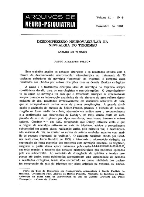 Pdf [neurovascular Decompression In Trigeminal Neuralgia Analysis Of