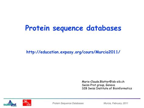 Ppt Protein Sequence Databases Cours