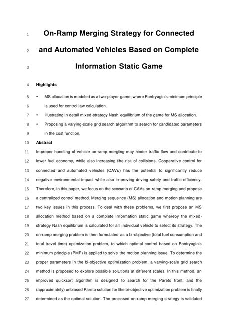 Pdf On Ramp Merging Strategy For Connected And Automated Vehicles Based On Complete