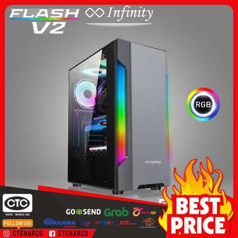 Promo Casing Gaming Infinity Flash V Tempered Glass Atx Matx Gaming Case Diskon Di