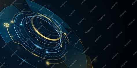 조명 효과가 있는 디지털 3d Hud Gui Ui 사용자 인터페이스를 위한 미래의 공상 과학 요소입니다 가상 그래픽 기술 배경입니다 사이버 공간 대시보드 표시