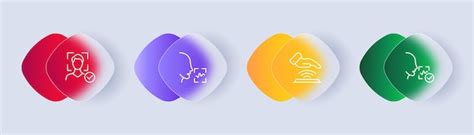식별 설정 아이콘 생체 인식 얼굴 Id 얼굴 인식 음성 지문 손바닥 스캐너 Dna 개인 데이터 확인 인증 개념