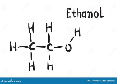 Ethanol Molecule Structure Icon On White Background Ethanol Sign Flat