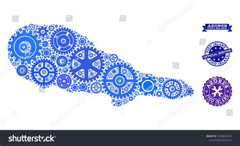 Map Pico Island Formed Blue Engine Stock Vector Royalty Free 1295822293 Shutterstock
