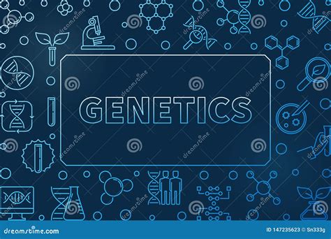 Genetics Outline Blue Concept Horizontal Vector Frame Stock Vector Illustration Of Biochemical