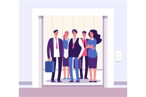 People Elevator Lift Persons Escritório Interior Elevador Interiores