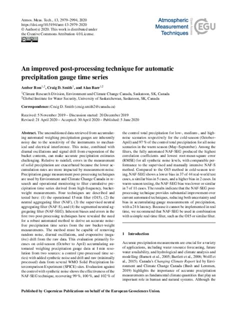 Pdf An Improved Post Processing Technique For Automatic Precipitation