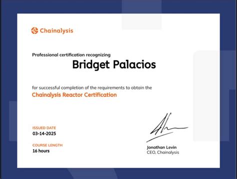 Back At It Again With The Chainalysis Reactor Certification 🎉 Bridget