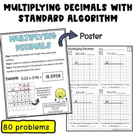Multiplying Decimals Worksheets Area Model Place Value Disks Standard