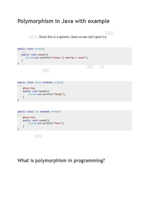 Polymorphism In Java With Example Pdf Method Computer Programming
