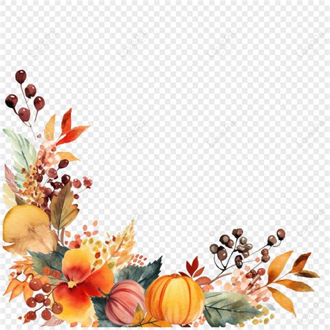 수채화 가을 테두리 클립 아트떨어지다페인트 등장식적인 Png 일러스트 무료 다운로드 Lovepik