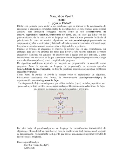 0 Manual De Pseint Pdf Algoritmos Lenguaje De Programación