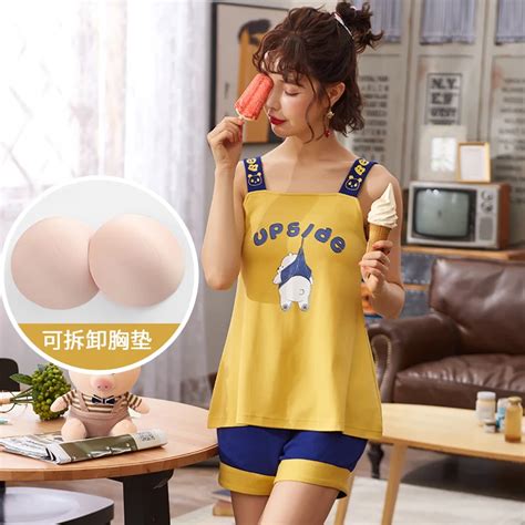 Пижамы Женская милая одежда для сна летний хлопковый жилет с героями мультфильмов костюм с