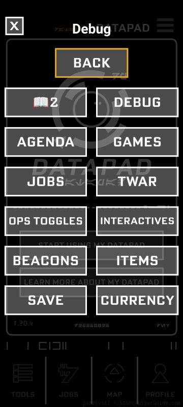 Debug Menu StarcruiserGuide